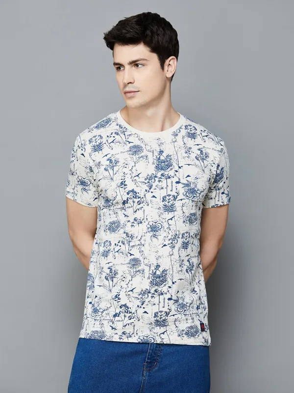 Being Human white and blue printed t-shirt-G3-MTS17754 | United States