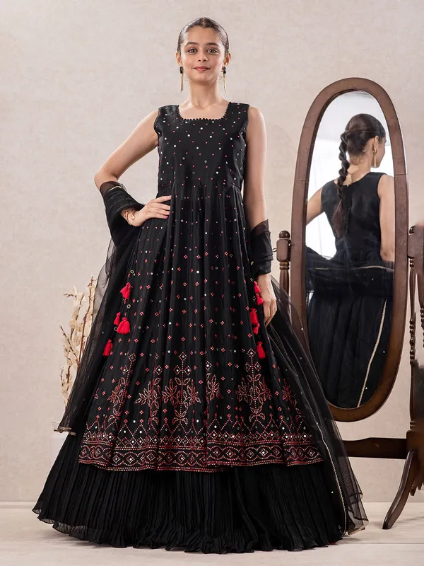Black salwar suit with lehenga-G3-GSS2829 | United States