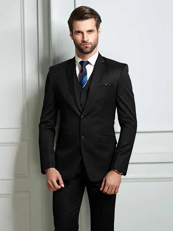 Black terry rayon coat suit for party function-G3-MCO0997