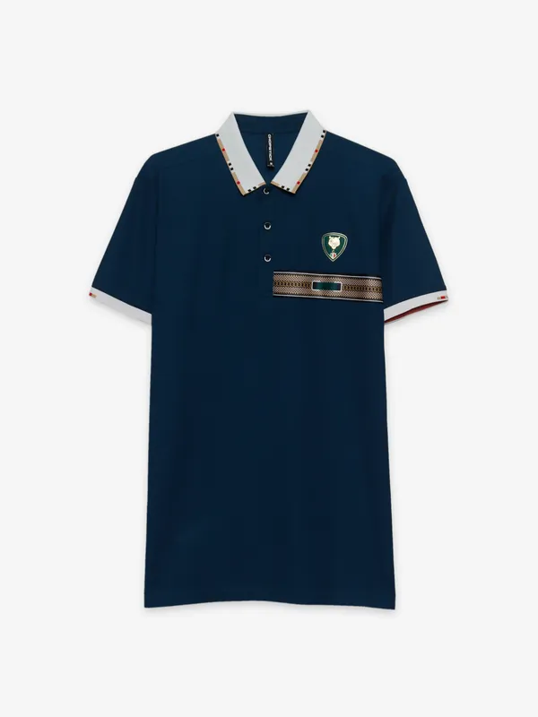 Chopstick cotton teal blue polo t shirt-G3-MTS17258 | United Kingdom