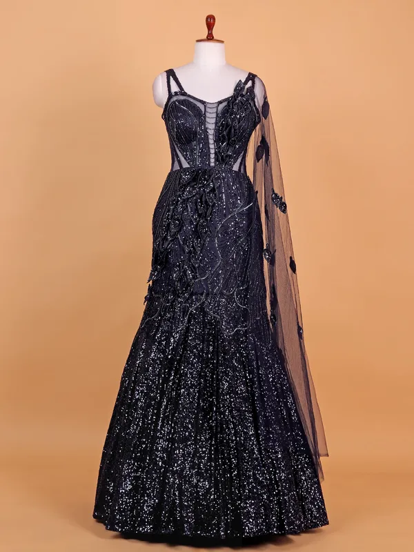 Classic stylish black net gown for women-G3-WGO2568 | United States