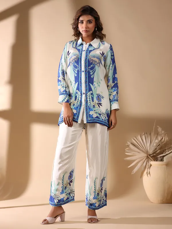 Classy white and blue co-ord set-G3-WCS15448 | Australia