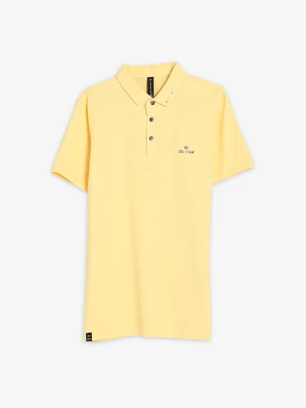 Cookyss light yellow plain polo t shirt-G3-MTS17437 | United States
