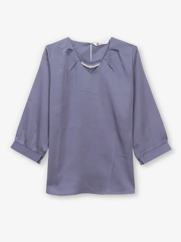 COOL plain purple silk top for women-G3-WTO5518 | United States