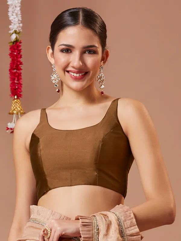 Copper brown blouse in luxurious silk-G3-RB2185 | United States