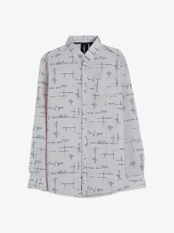 Copperstone beige printed cotton shirt-G3-MCS12248