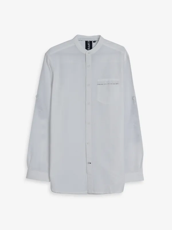 Copperstone cotton white plain shirt-G3-MCS12383 | United States