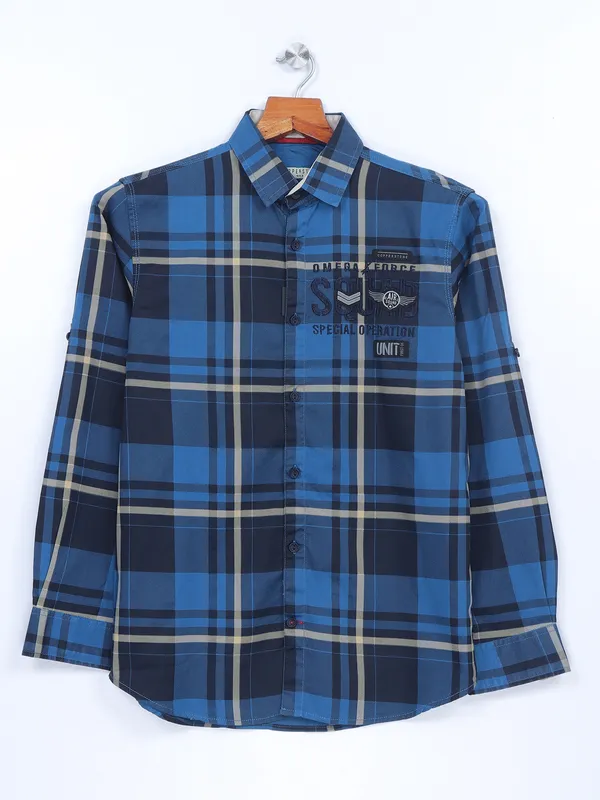 Copperstone ink blue cotton checks shirt-G3-MCS11599