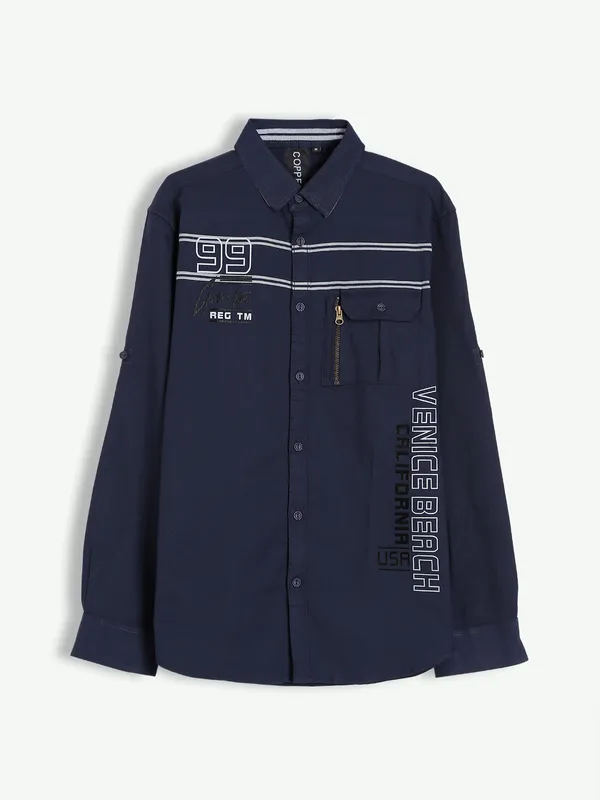 Copperstone navy printed casual shirt-G3-MCS12100 | United Kingdom