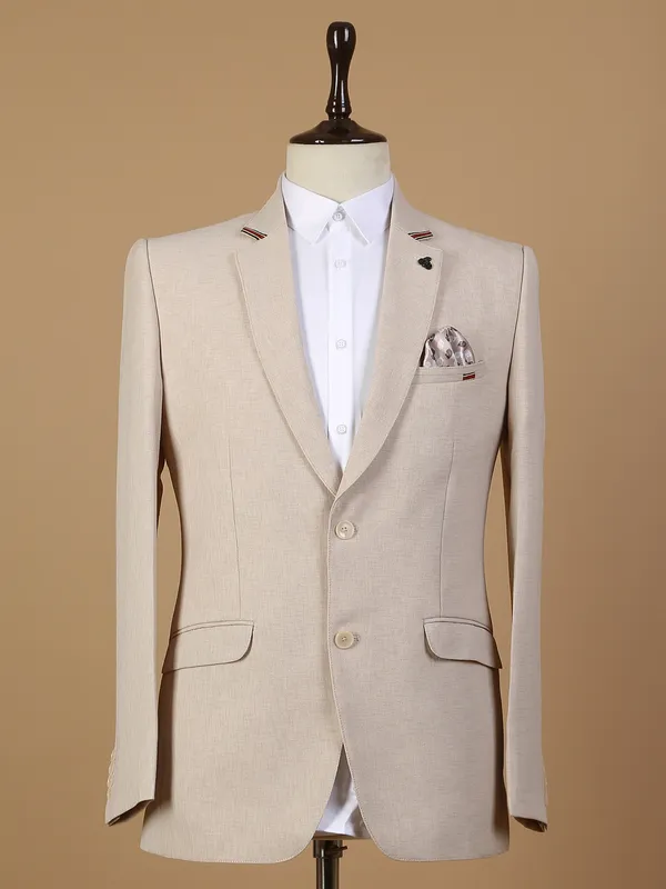 Cream reception look terry rayon blazer-G3-MBL01022 | United States
