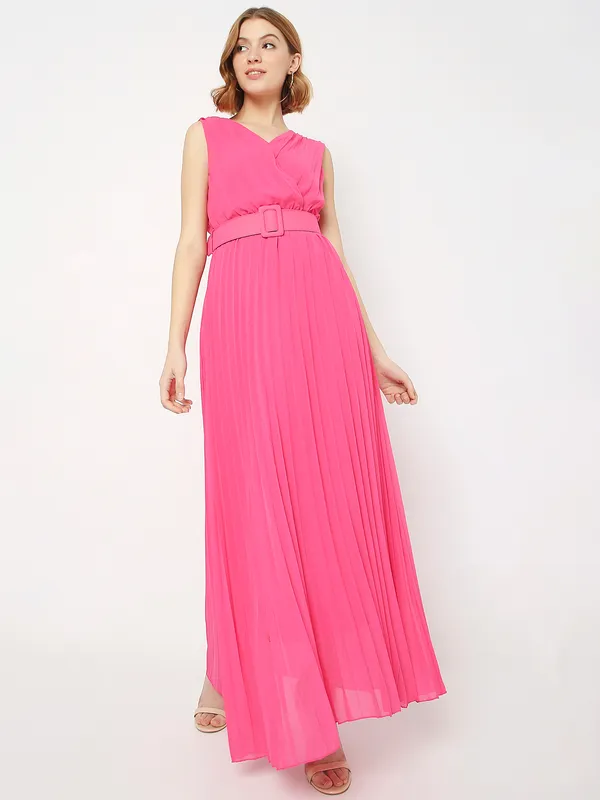 Deal pink georgette dress-G3-WD0358 | United States