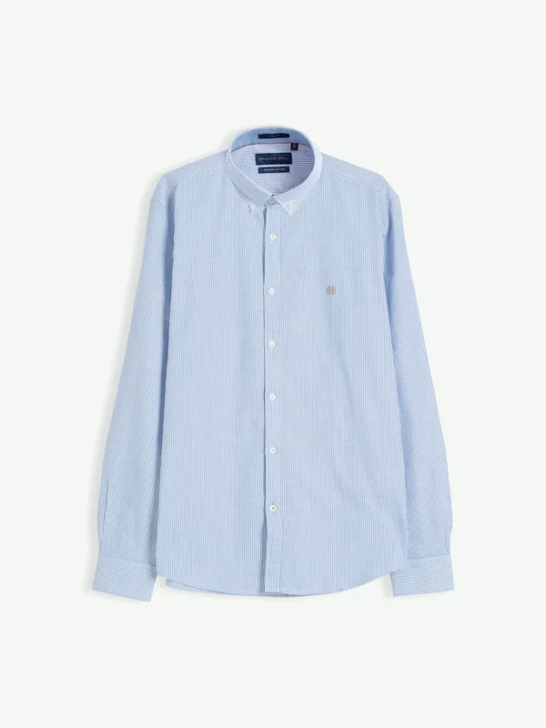 Dragon Hill sky blue stripe cotton shirt-G3-MCS12086 | United States