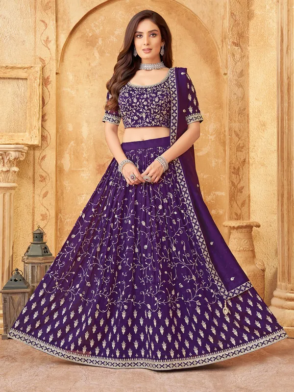 Elegant dark purple lehenga choli in premiun silk-G3-WLC15891