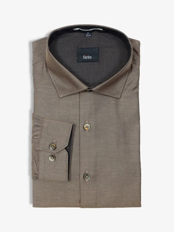 FETE plain khaki cotton shirt-G3-MFS13962 | United States