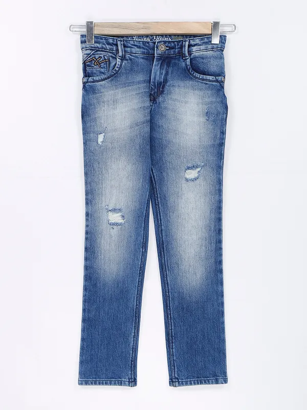 Forway ink blue washed and ripped jeans-G3-BJE0903 | United States