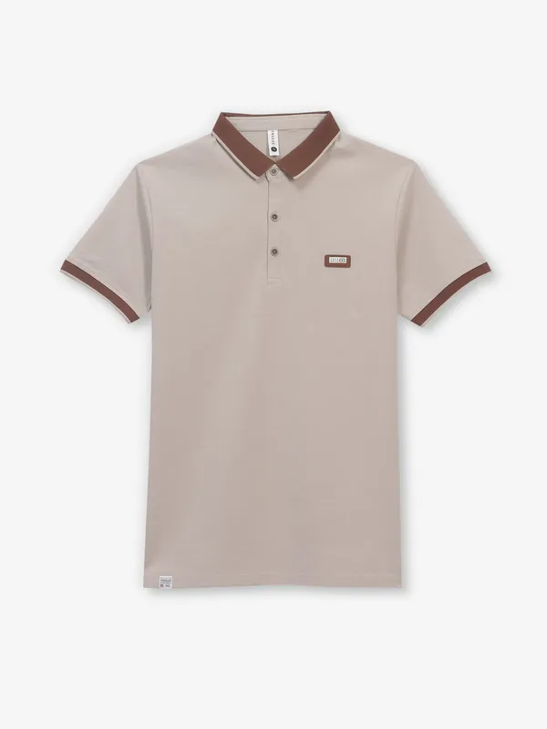 FREEZE cotton light brown t-shirt-G3-MTS20341