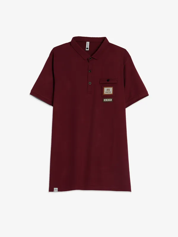 Freeze cotton plain maroon t-shirt-G3-MTS17840