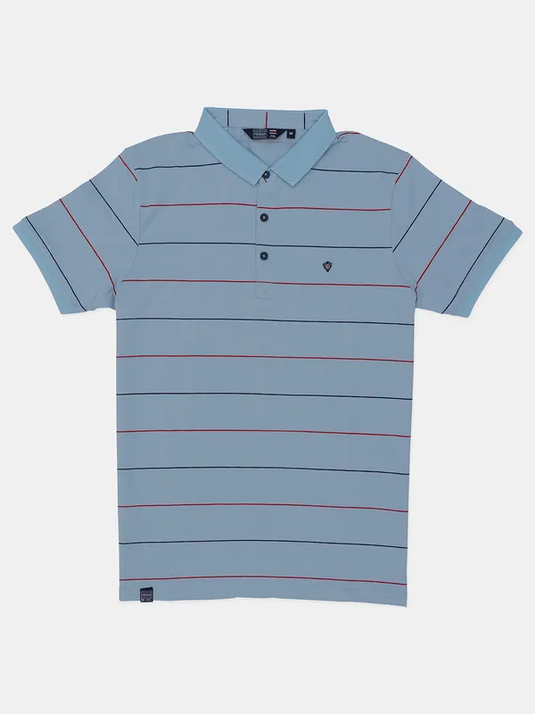Freeze stone blue stripe slim fit t shirt in cotton-G3-MTS14109