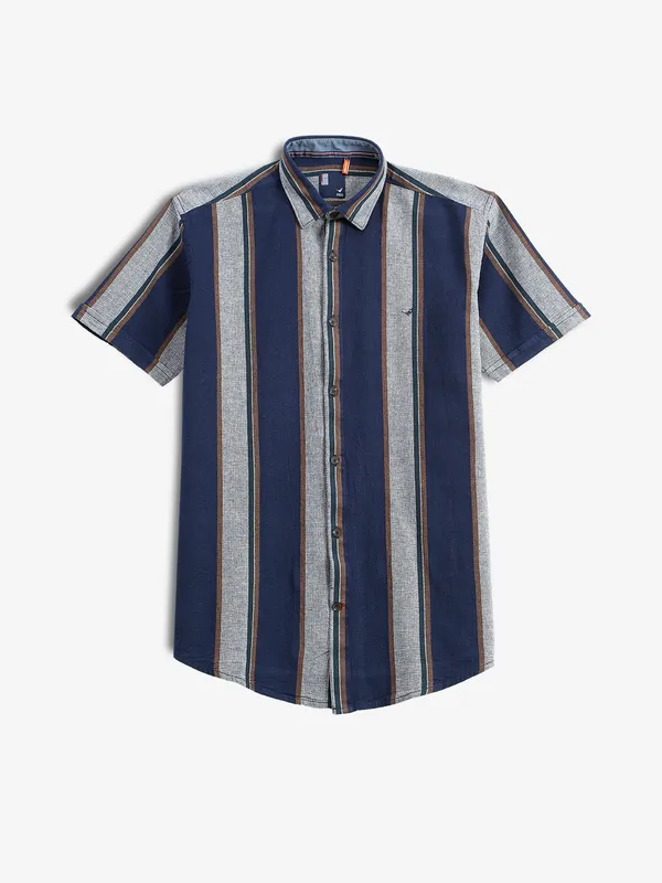 FRIO navy stripe casual shirt-G3-MCS13707 | United States