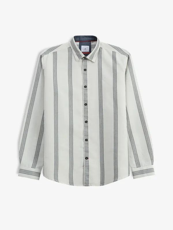 FRIO off-white cotton stripe shirt-G3-MCS13710