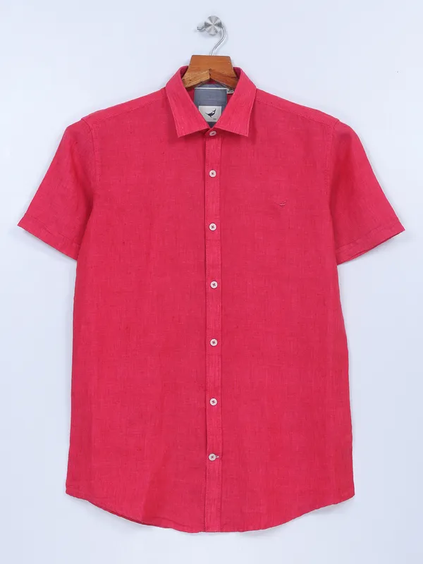 Frio red linen shirt-G3-MCS11657 | United States