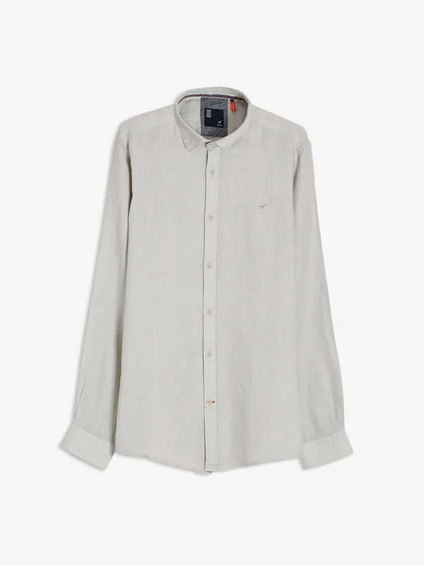 Frio sage green linen plain shirt-G3-MCS12600