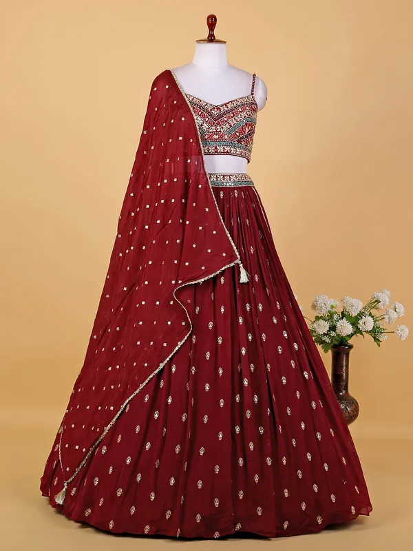 Georgette maroon lehenga choli with dupatta-G3-WLC14926 | United...