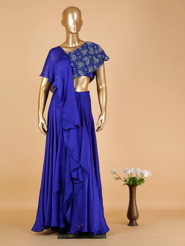 Georgette royal blue designer suit-G3-WSS40889 | United States