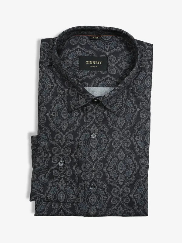 GINNETI black cotton printed shirt-G3-MPS13839 | United States