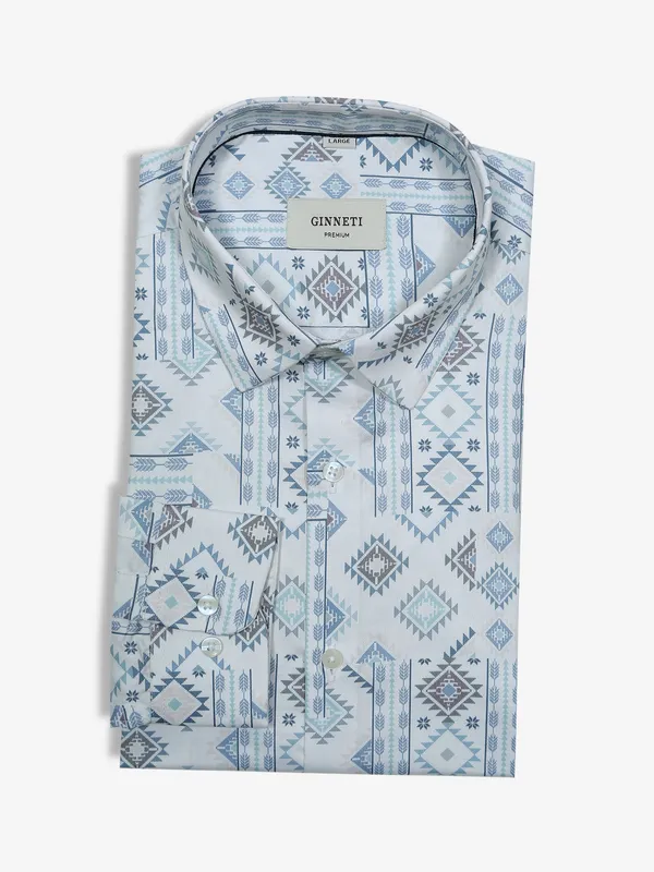 GINNETI blue printed cotton shirt-G3-MPS13833 | United States