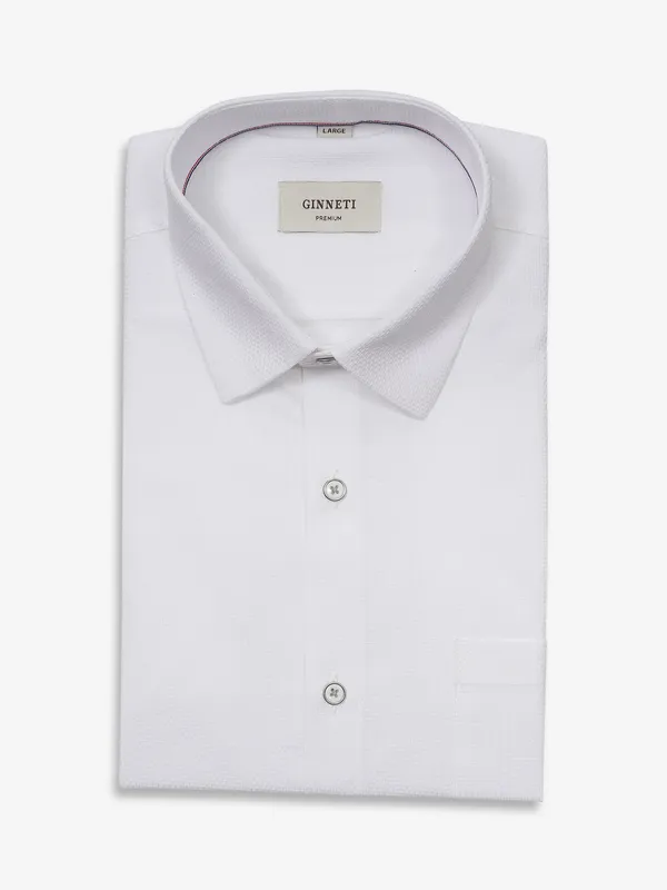 GINNETI plain white texture shirt-G3-MFS13522 | United States
