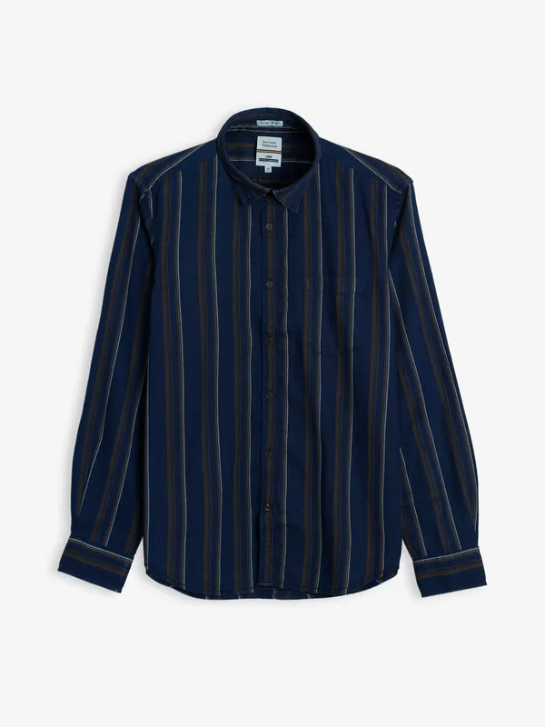 Indian Terrain dark blue stripe shirt-G3-MCS12782 | United States