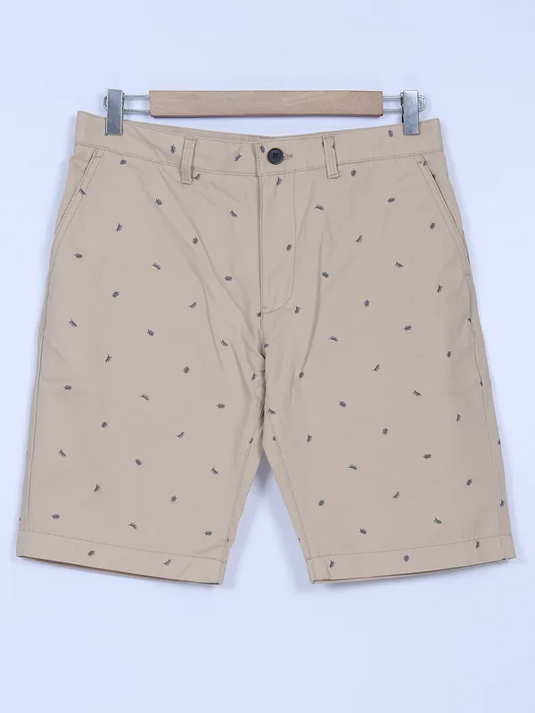 Indian Terrain printed khaki cotton shorts-G3-MSO0620 | United States