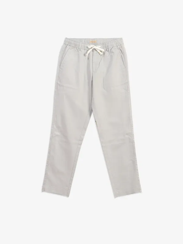 IRONY light blue linen solid track pant-G3-MTP0642