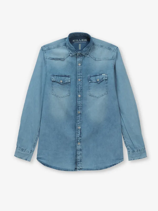 KILLER light blue washed denim shirt-G3-MCS15540 | United States