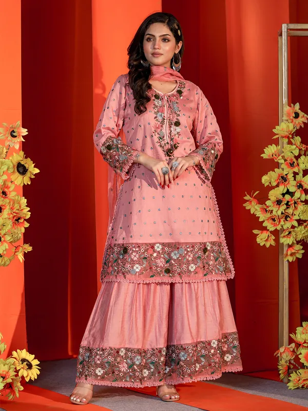Latest light pink embroidery sharara suit-G3-WPS03023 | United States