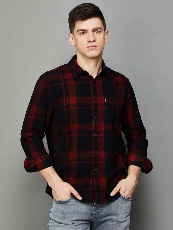 Levis maroon checks shirt-G3-MCS12618 | United States