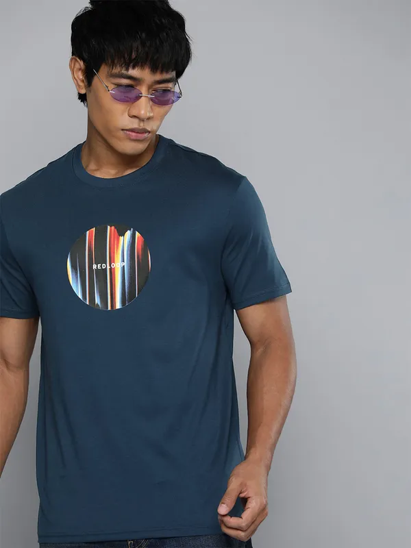 LEVIS teal blue printed t-shirt-G3-MTS18544 | United States