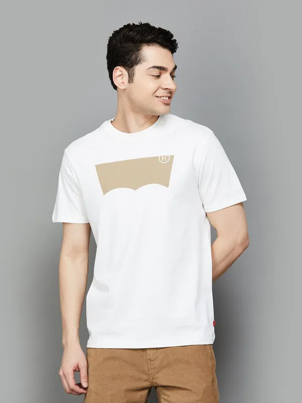LEVIS white cotton slim fit t-shirt with printed-G3-MTS20810