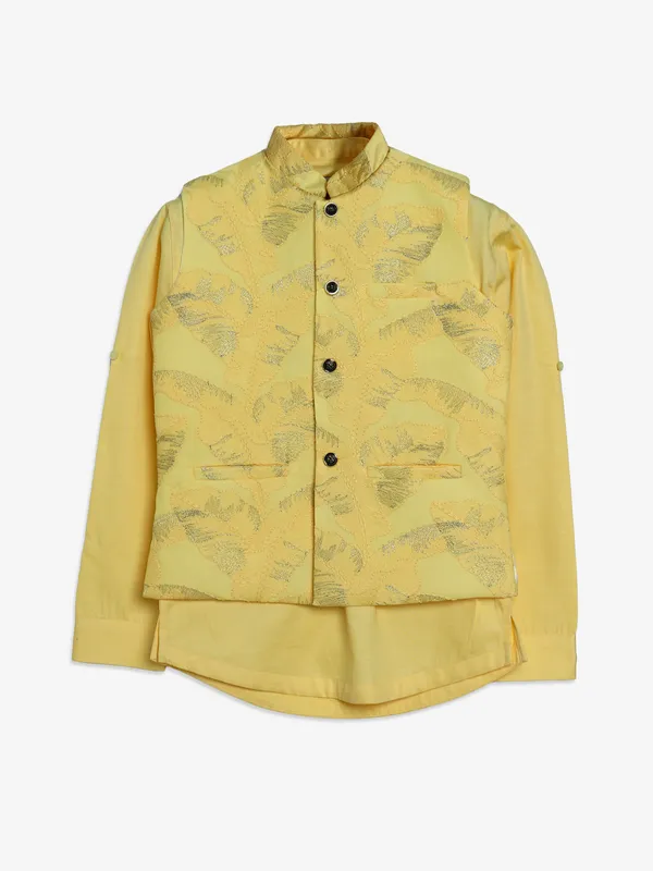 Light yellow silk waistcoat with shirt-G3-BWCS523 | United States