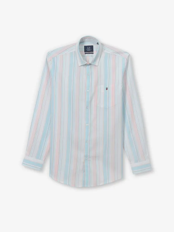 LOUIS PHILIPPE stripe sky blue shirt-G3-MCS15593 | United States