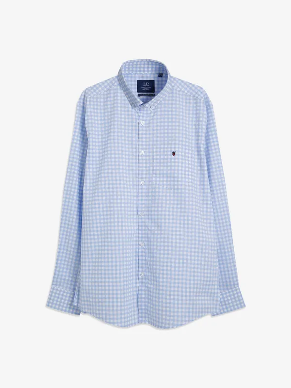 LP light blue checks slim fit shirt-G3-MCS13044