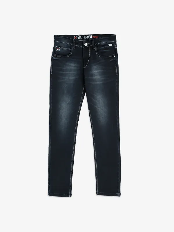 Mad-O-Wat washed latest regular fit black jeans-G3-MJE4797