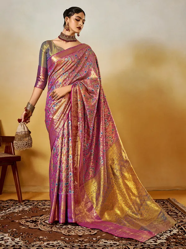 Multicolor silk saree with graceful zari weaving-G3-WSA59100