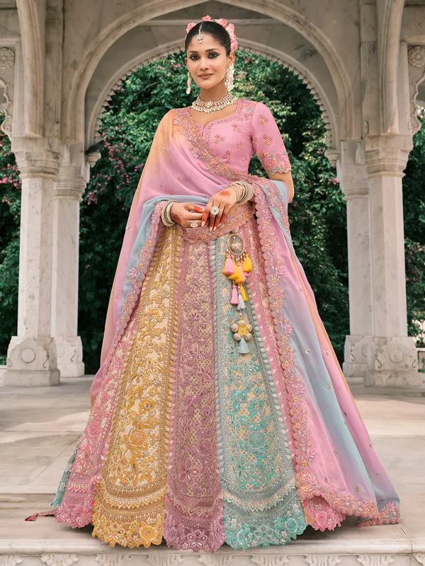 Multicolor silk wedding wear lehenga choli-G3-WLC17576 | United...