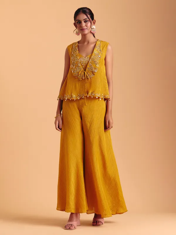 yellow chiffon jacket