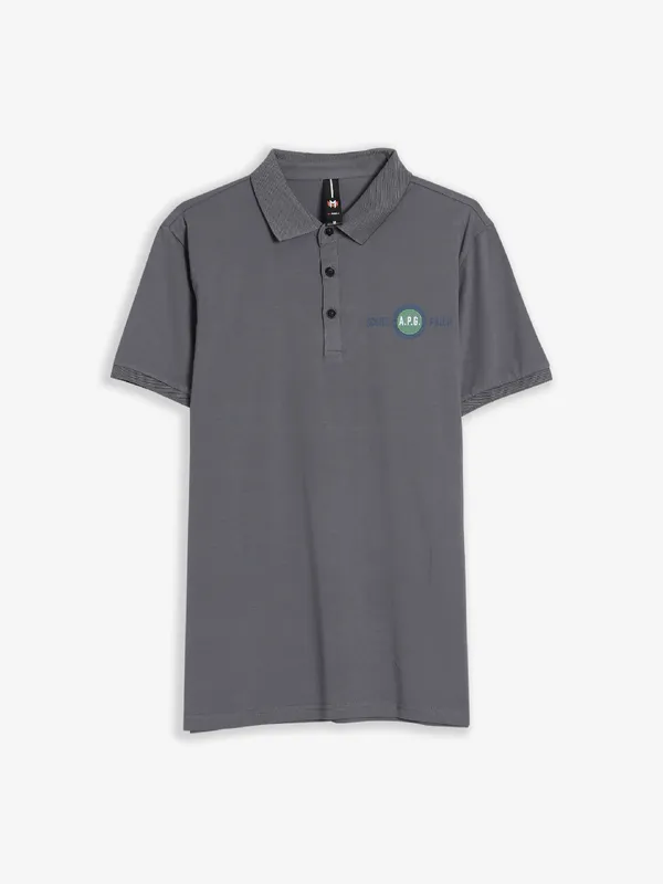Mymera plain grey cotton polo t shirt-G3-MTS16361 | United States