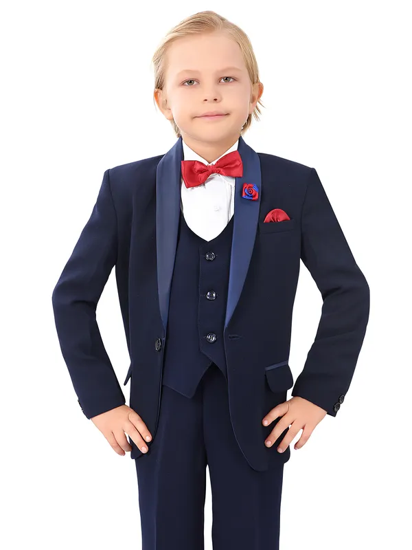 Navy reception wear boys coat suit in terry rayon-G3-BCO51404