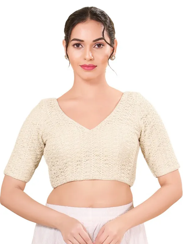 Off white readymade silk blouse-G3-RB2131