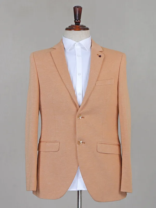 Orange terry rayon textured blazer for reception-G3-MBL0959